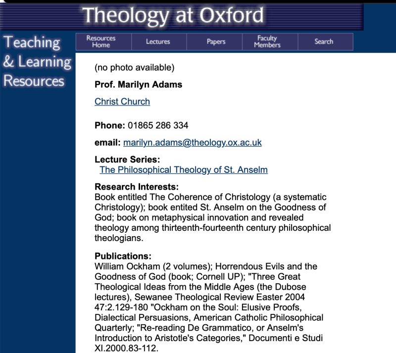 Oxford University Theology Faculty Teaching & Learning Resources Web ...